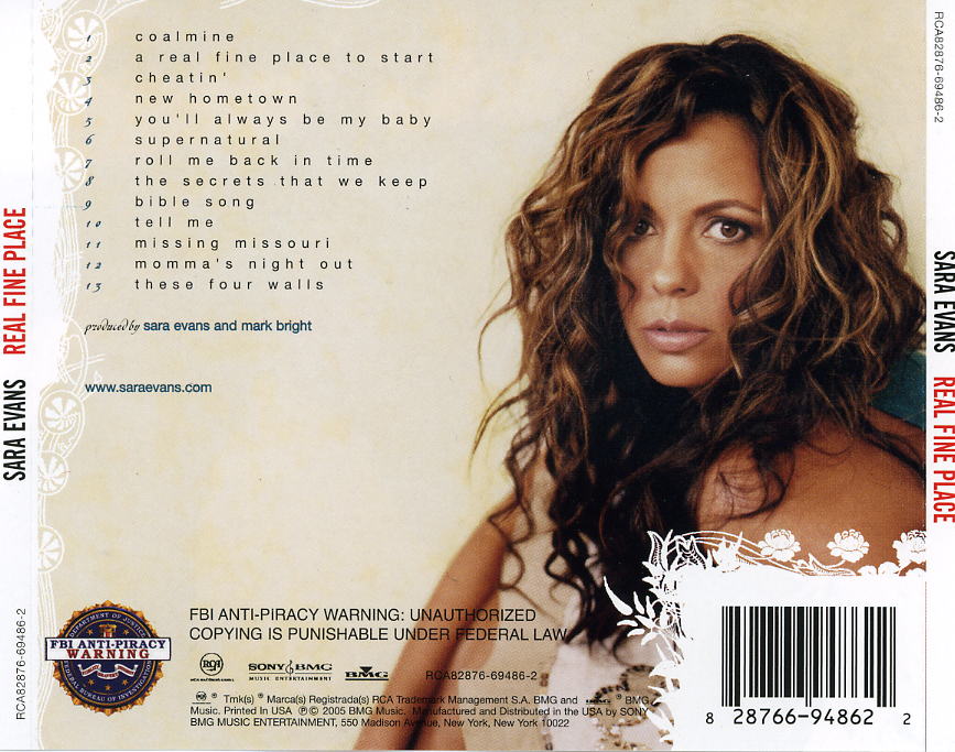 Sara Evans Real Fine Place : Back | CD Covers | Cover Century | Over 1. ...